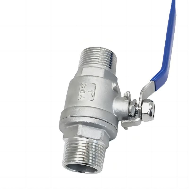 Stainless Steel100 WOG Two Way Two Piece Double Male Thread Ball Valve ...