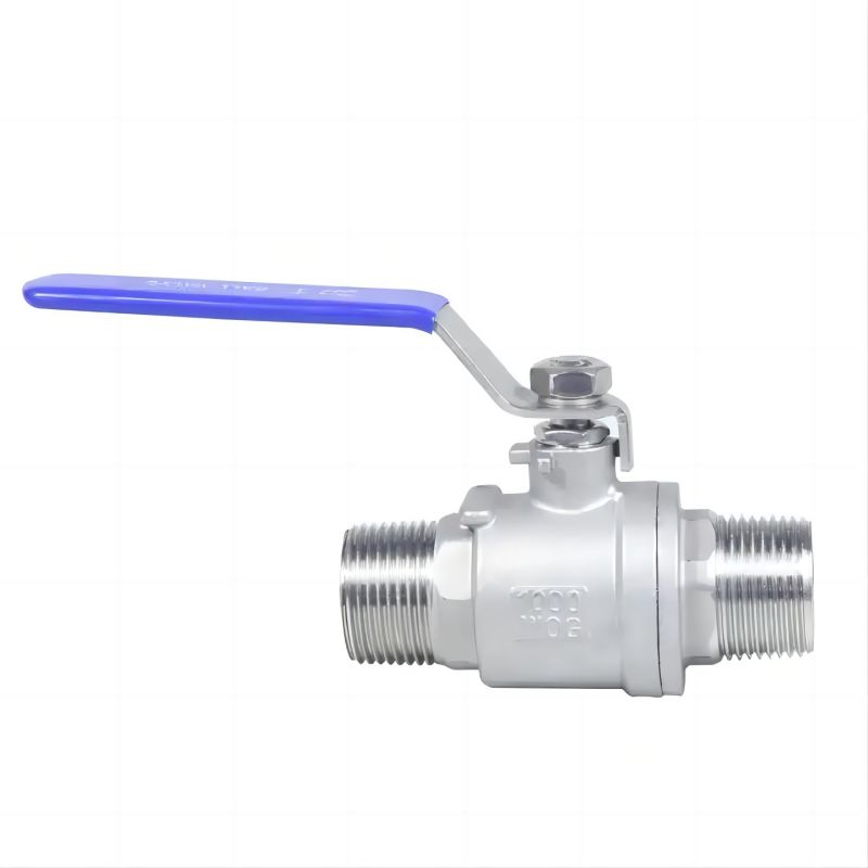 Stainless Steel100 WOG Two Way Two Piece Double Male Thread Ball Valve ...