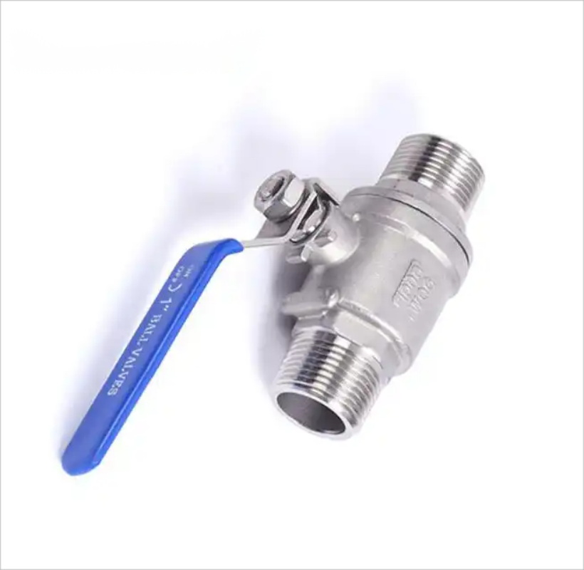 Stainless Steel100 WOG Two Way Two Piece Double Male Thread Ball Valve ...